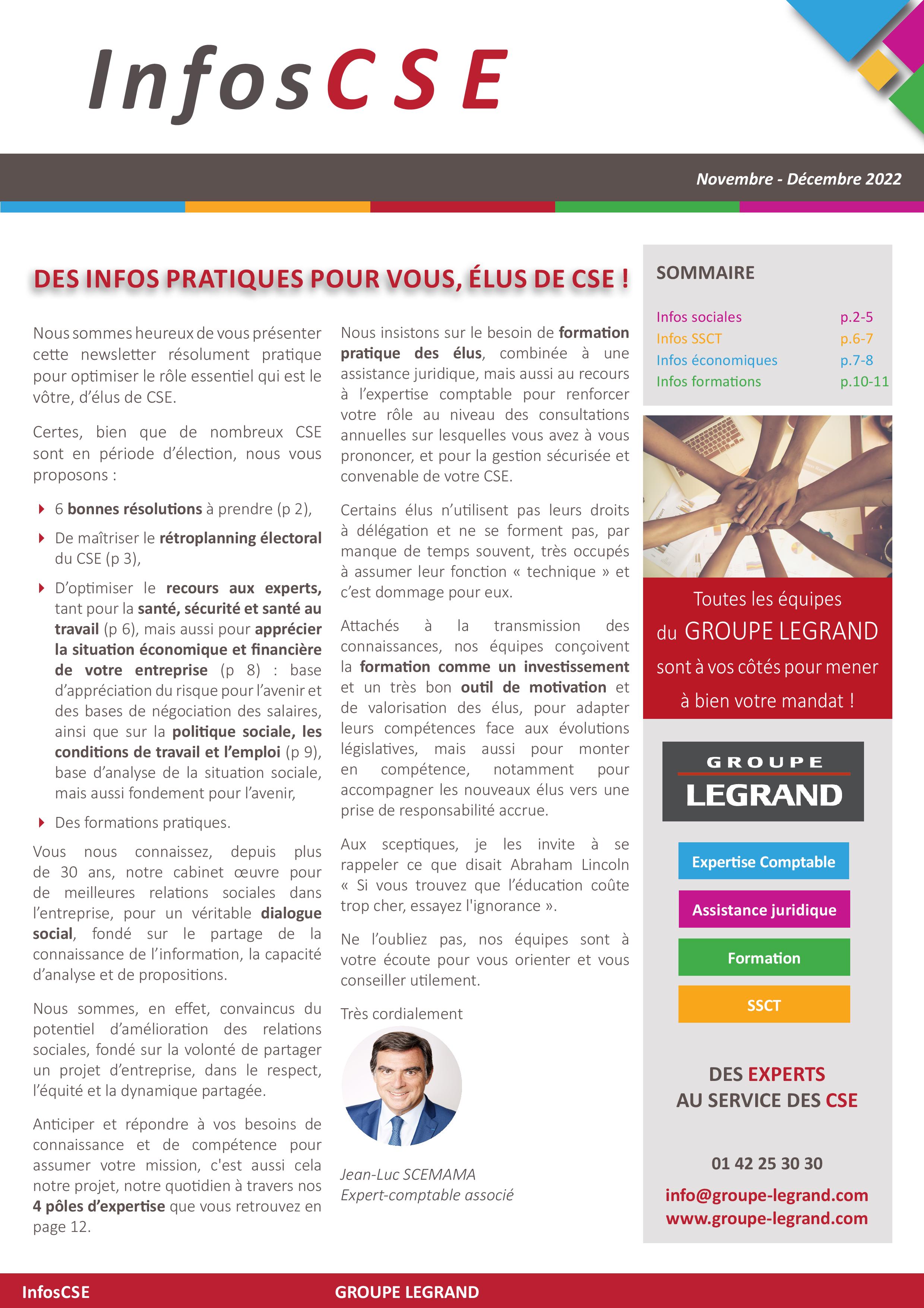 Infos CSE du Groupe LEGRAND - Novembre/Décembre 2022 - FECFO